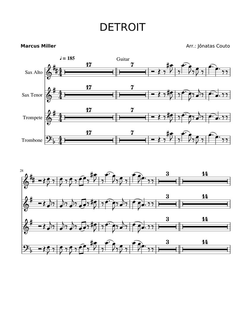 DETROIT Sheet music for Trombone, Saxophone alto, Saxophone tenor ...