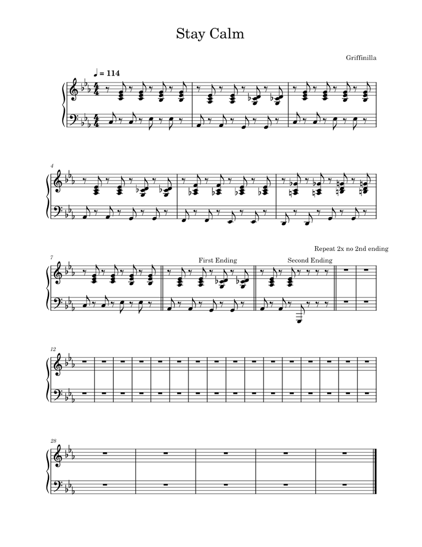 Stay Calm – Griffinilla Sheet music for Piano (Solo) Easy | Musescore.com