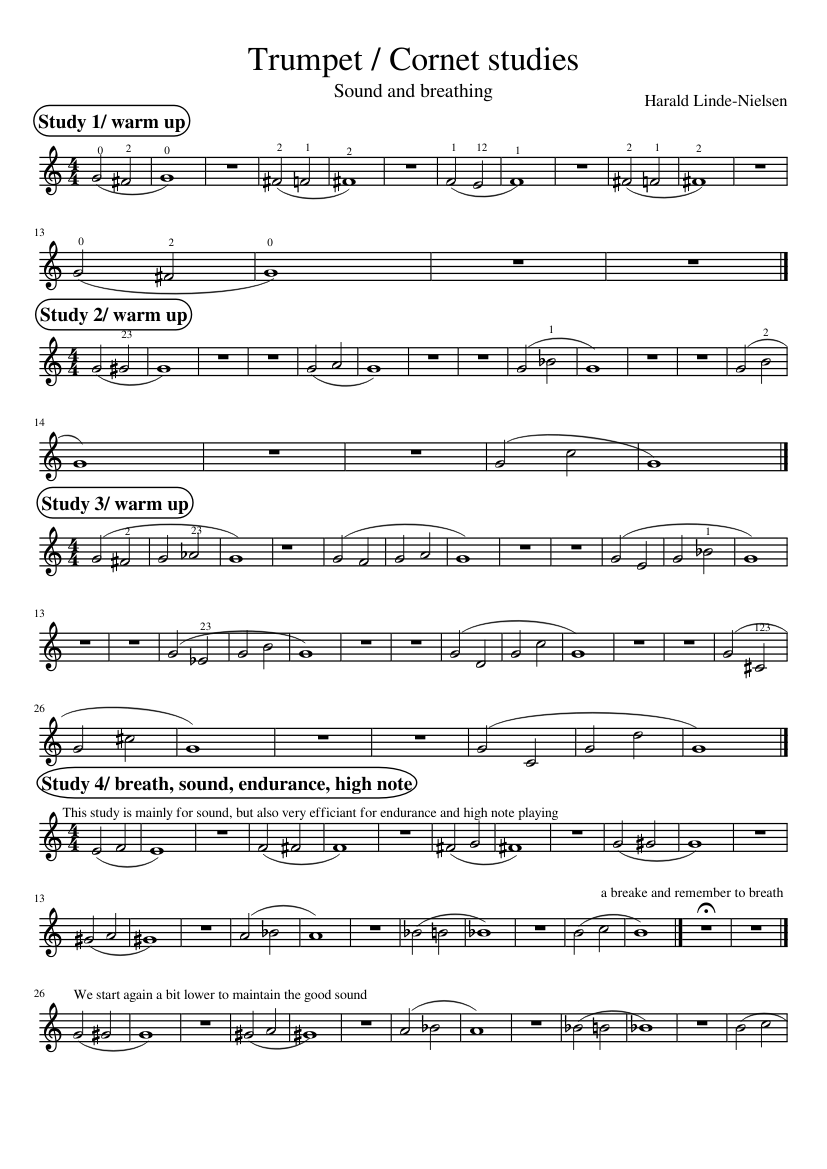 Trumpet 5 min. a-day-practice/warm up and maintain good sound. Sheet ...