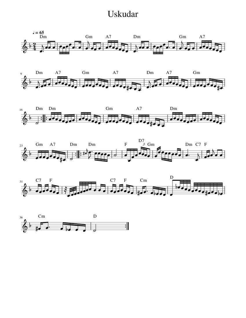 Uskudar Sheet music for Piano (Solo) Easy | Musescore.com