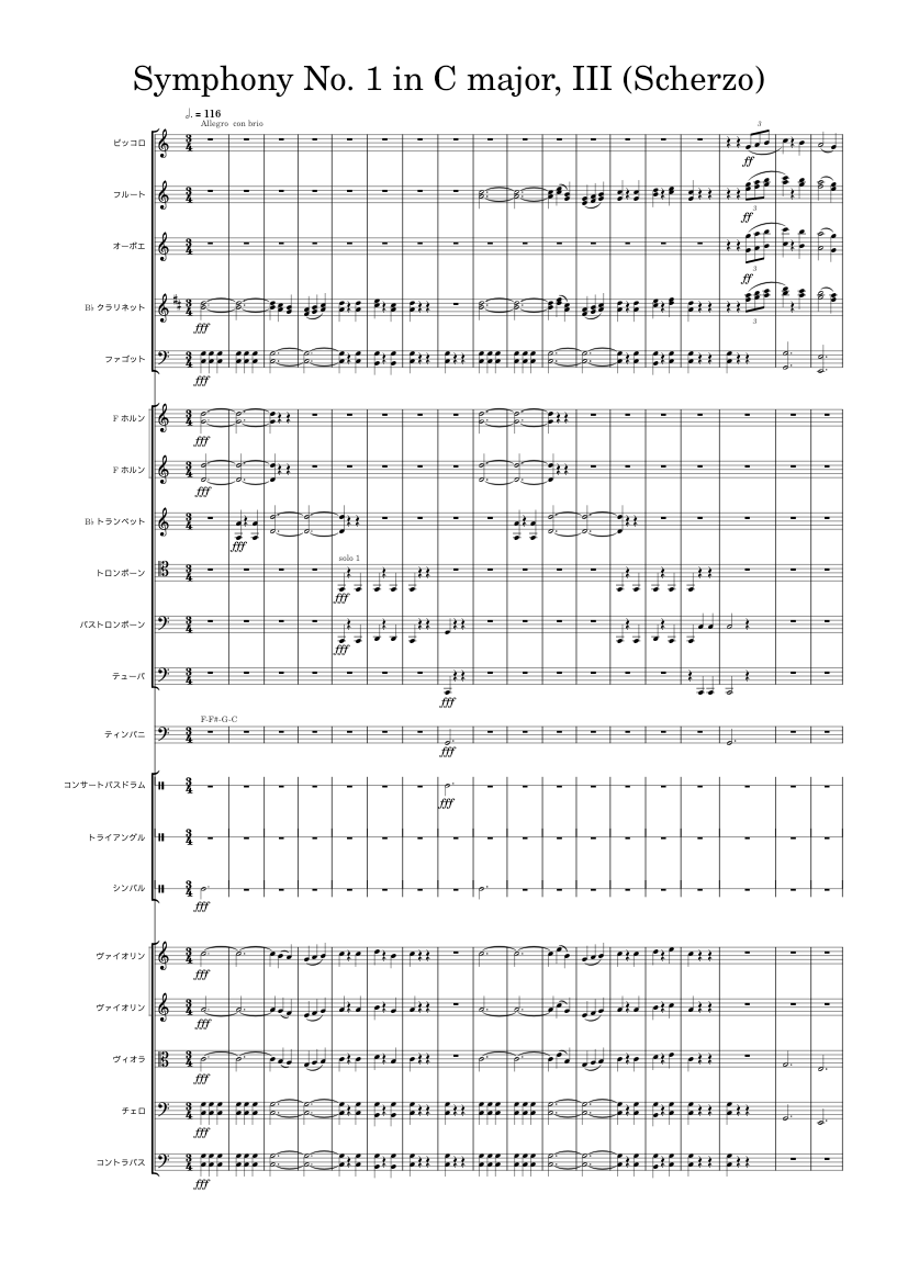 Symphony No. 1 in C major, op. 1, third movement: Scherzo (for Orchestra) – T. Ohgiya Sheet ...