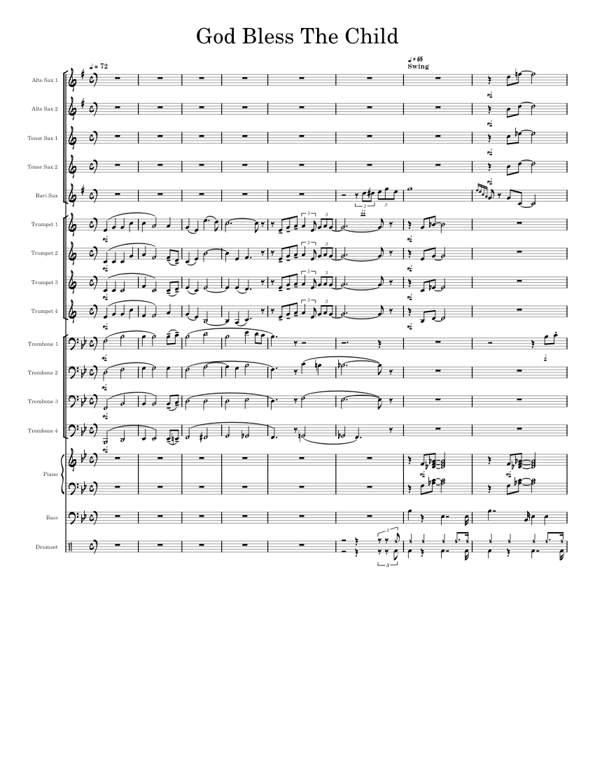 God Bless The Child - Sammy Nestico Sheet music for Piano, Trombone ...