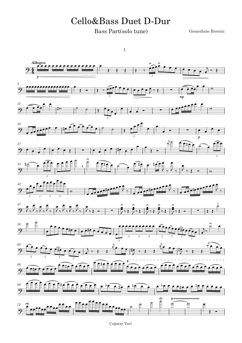 Duet for Cello and Bass – G. Rossini G. Rossini Cello & Bass Duet D-Dur ...