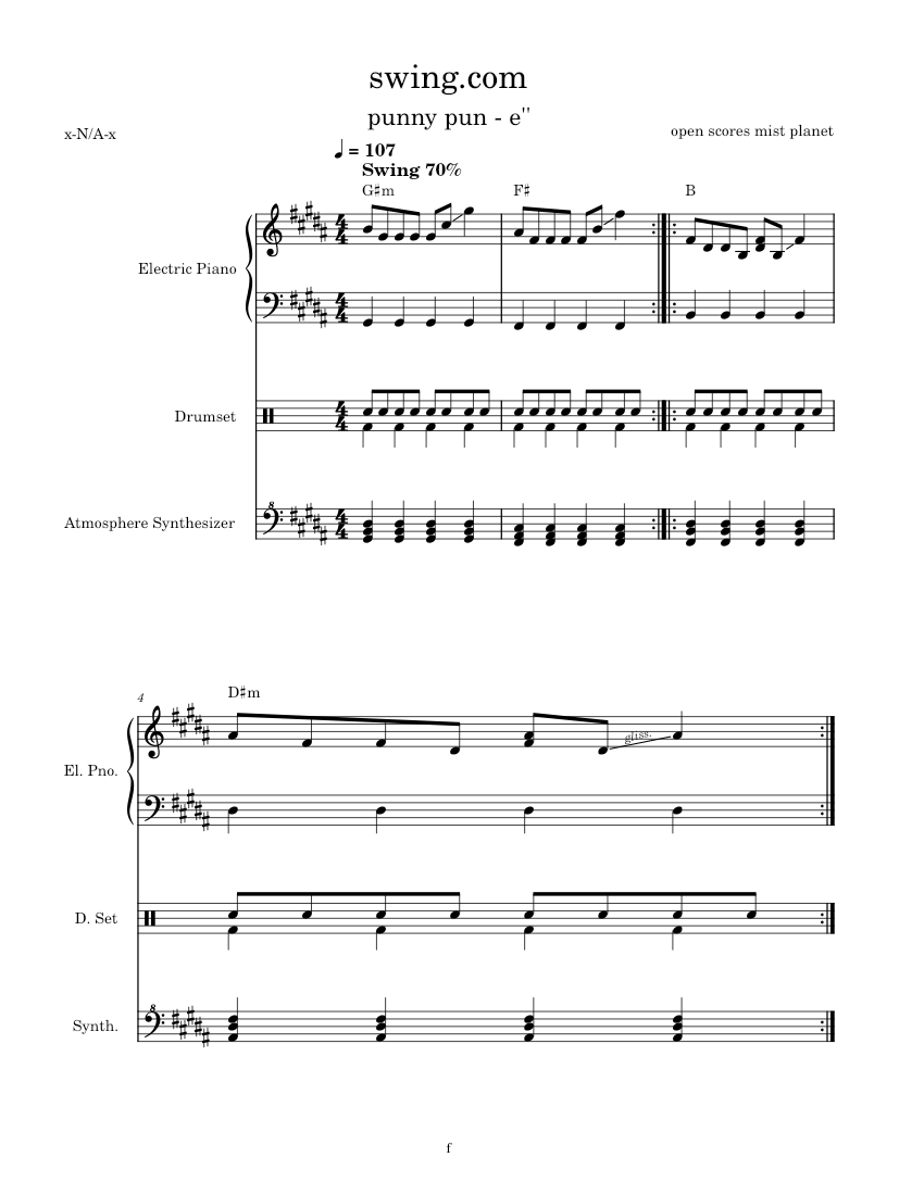 swing Sheet music for Piano, Drum group, Synthesizer (Mixed Trio) | Musescore.com