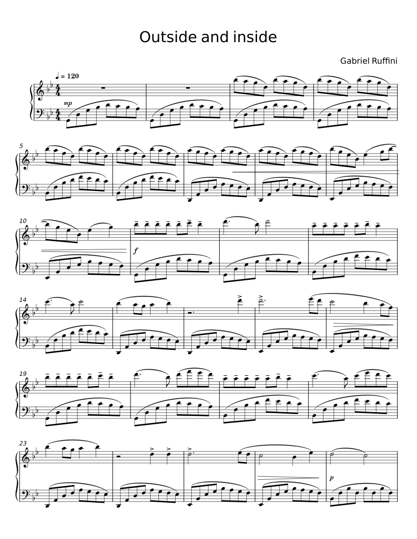 Outside and inside Sheet music for Piano (Solo) Easy | Musescore.com