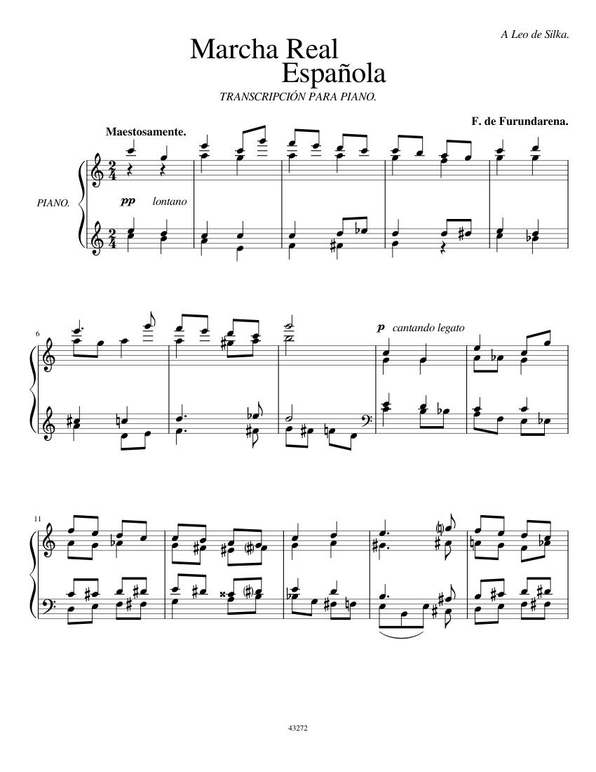 Marcha Real Española (c.1917) Sheet music for Piano (Solo) | Musescore.com