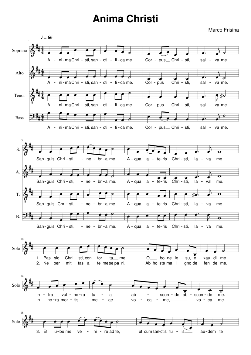Anima Christi Sheet music for Soprano, Alto, Tenor, Bass voice & more instruments (Choral ...
