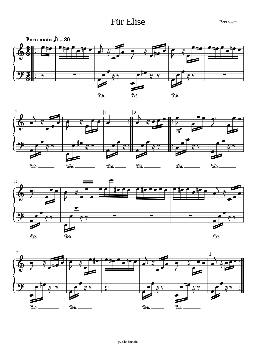 FUR ELISE 08 Sheet Music for Piano (Solo) | MuseScore.com
