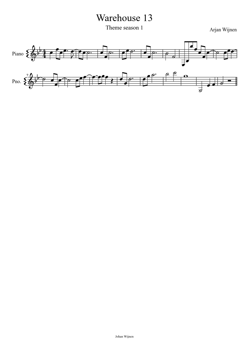 Warehouse 13 Theme Season 1 Sheet music for Piano (Solo) | Musescore.com