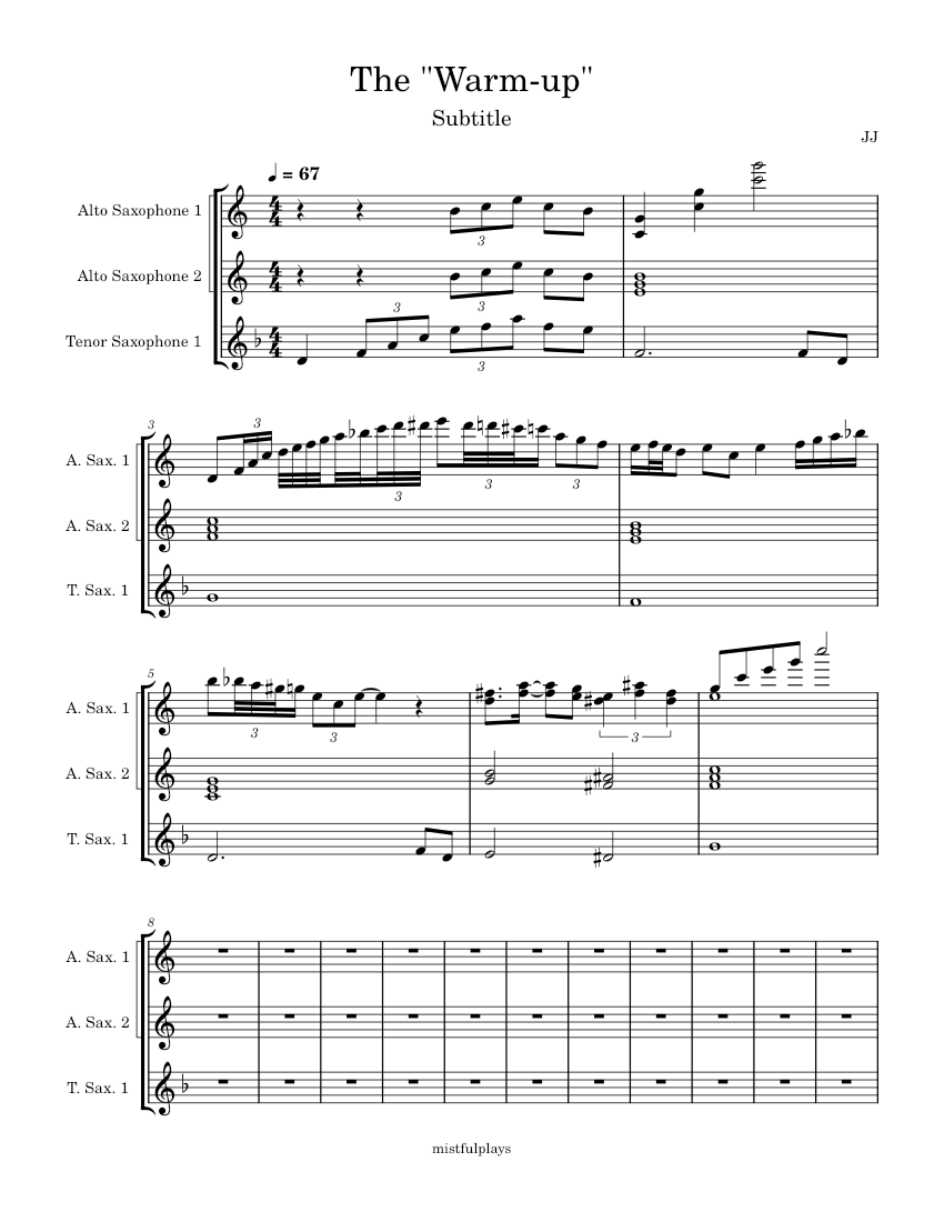 The "Warm-up" Sheet music for Saxophone alto, Saxophone tenor ...