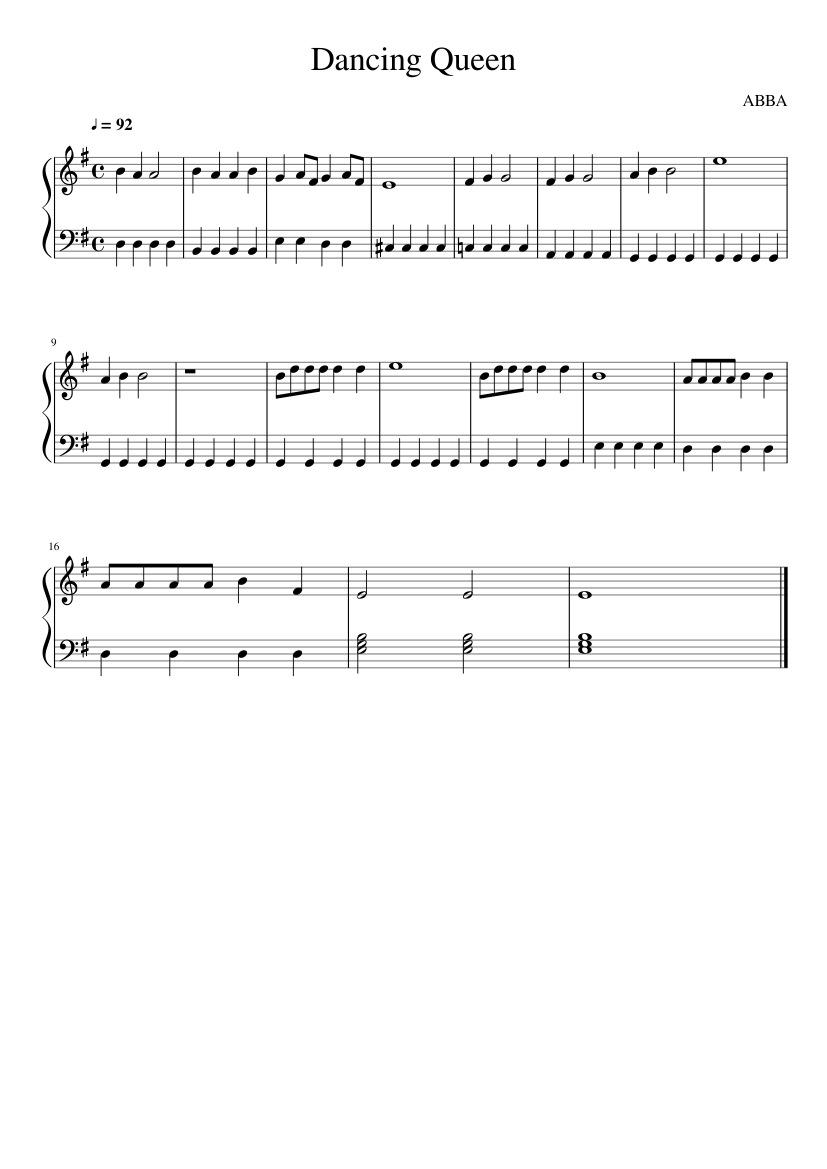 Dancing Queen Sheet music for Piano (Solo) | Musescore.com