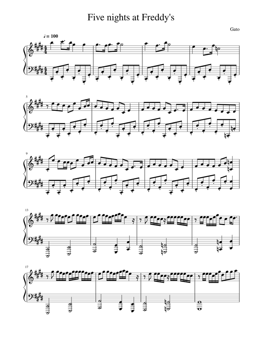 Five nights at Freddy's Sheet music for Piano (Solo) | Musescore.com