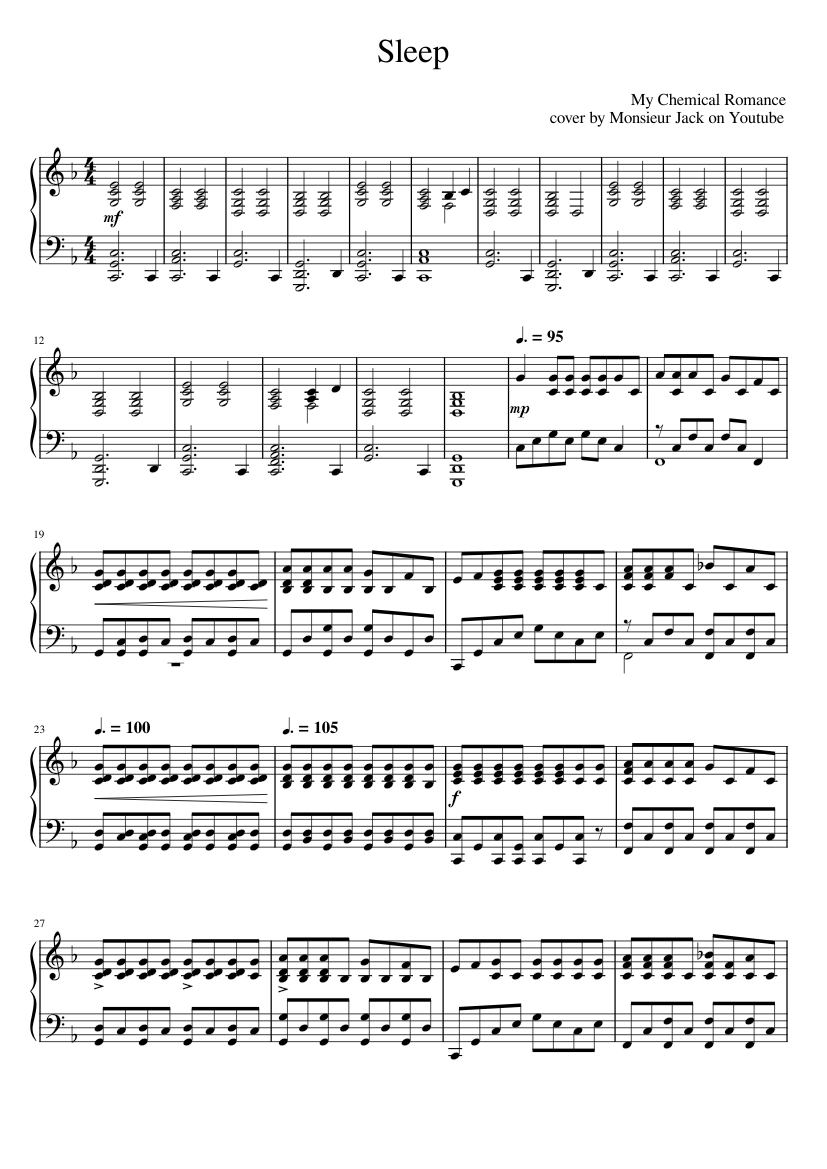 Sleep – My Chemical Romance Sheet Music for Piano (Solo) | MuseScore.com