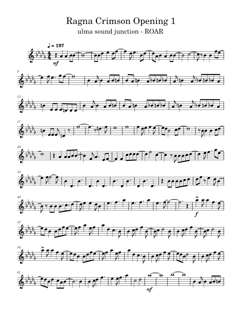 Ragna Crimson Opening 1 Sheet Music for Flute (Solo) | MuseScore.com