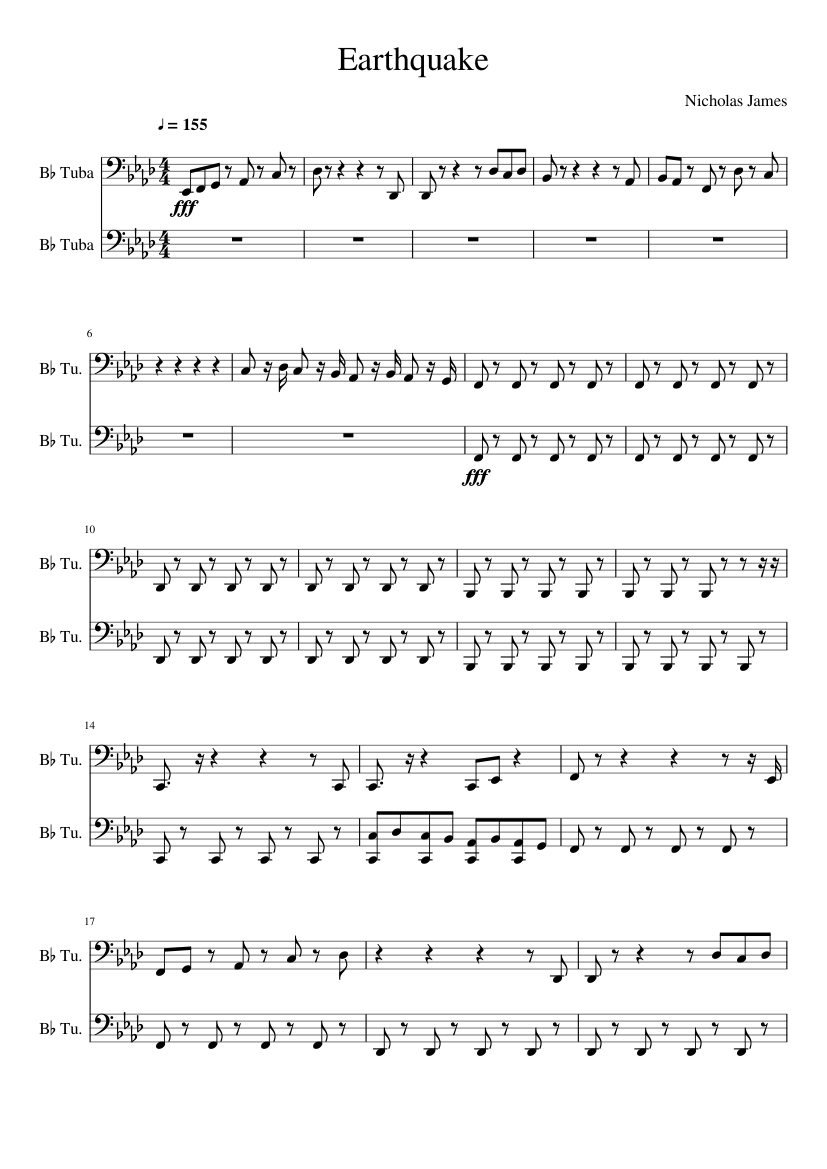 Earthquake Sheet music for Tuba (Brass Duet) | Musescore.com
