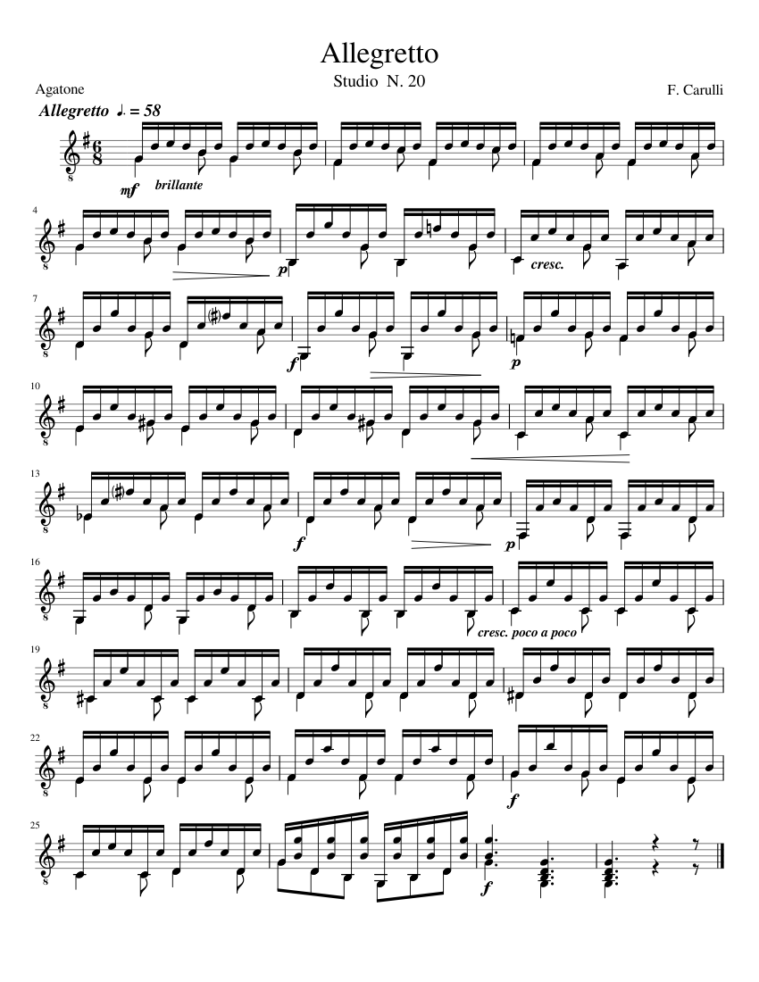 Allegretto F. Carulli Sheet music for Guitar (Solo) | Musescore.com