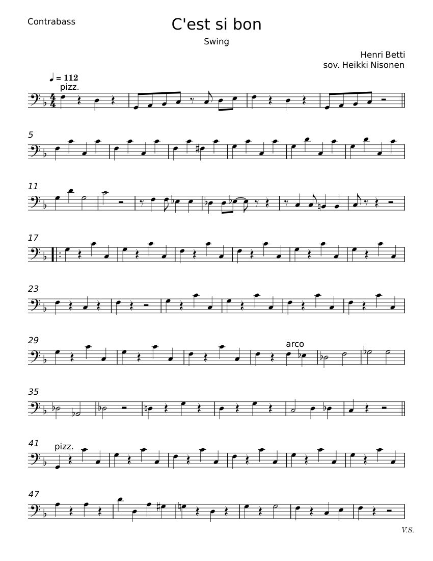 C'est si bon - Henri Betti Sheet music for Contrabass (Solo) | Musescore.com