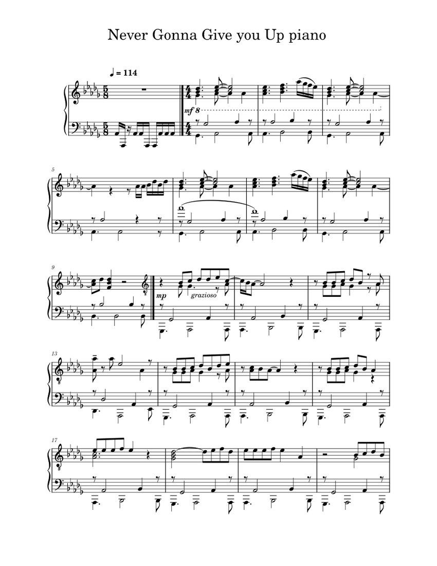 Never Gonna Give You Up – Rick Astley Sheet music for Piano (Solo ...