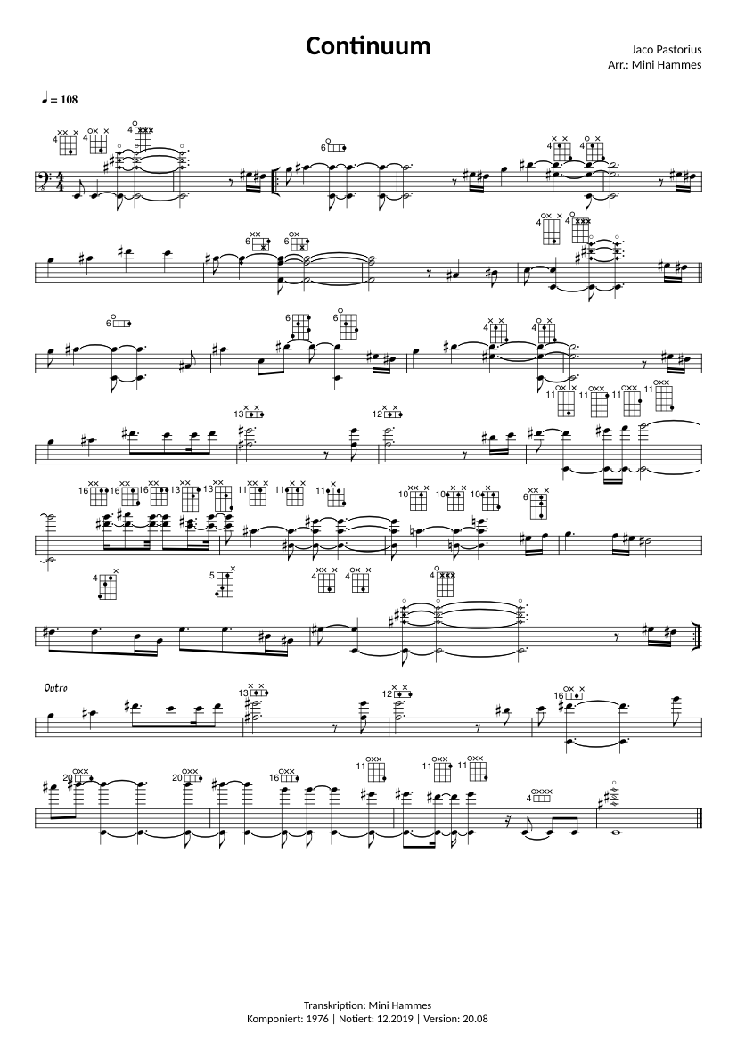 Jaco Pastorius - Continuum Sheet music for Bass guitar (Solo ...