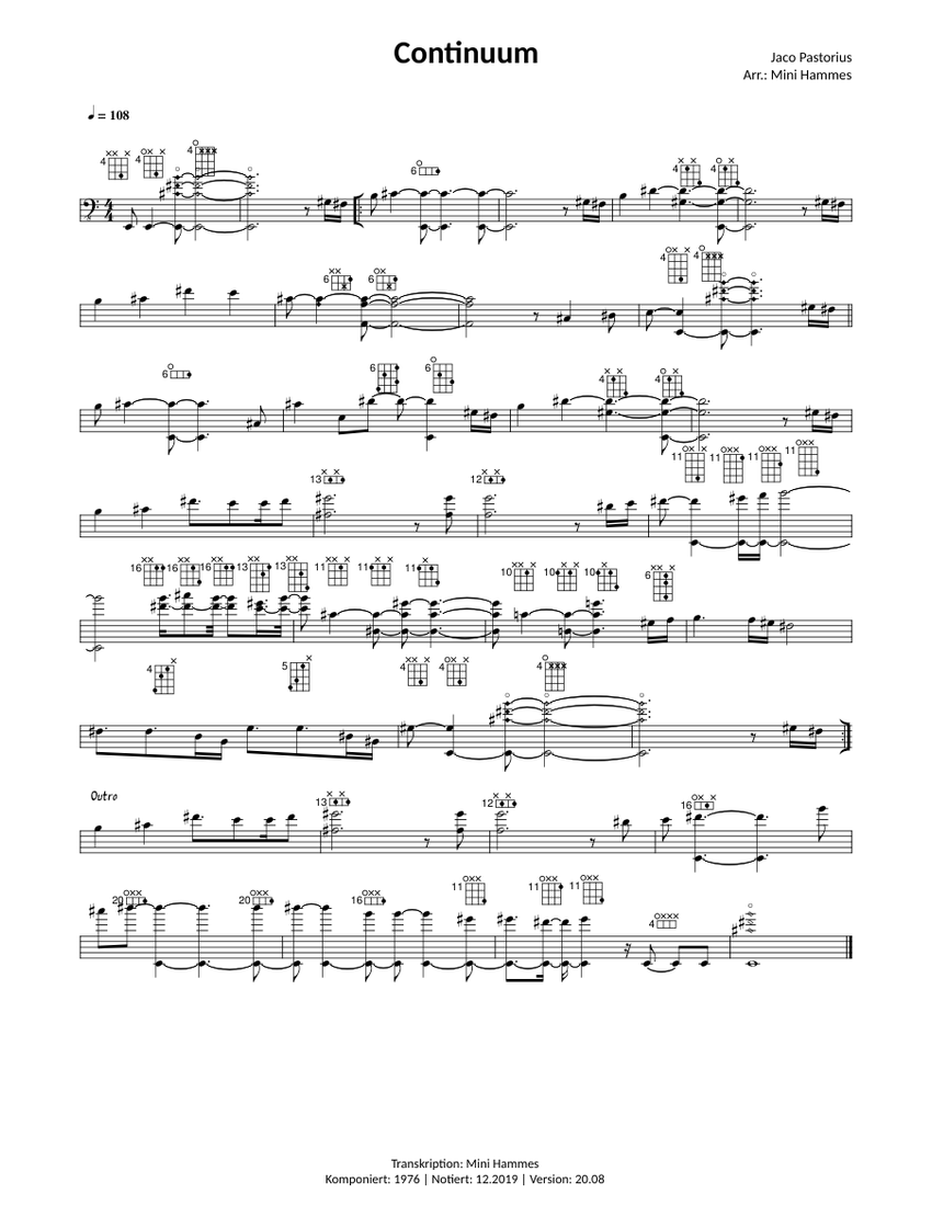 Jaco Pastorius - Continuum Sheet music for Bass guitar (Solo) | Musescore.com