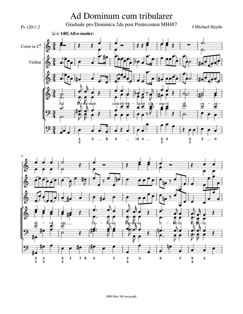 Ad Dominum cum tribularer, MH 487 - Johann Michael Haydn Sheet music ...