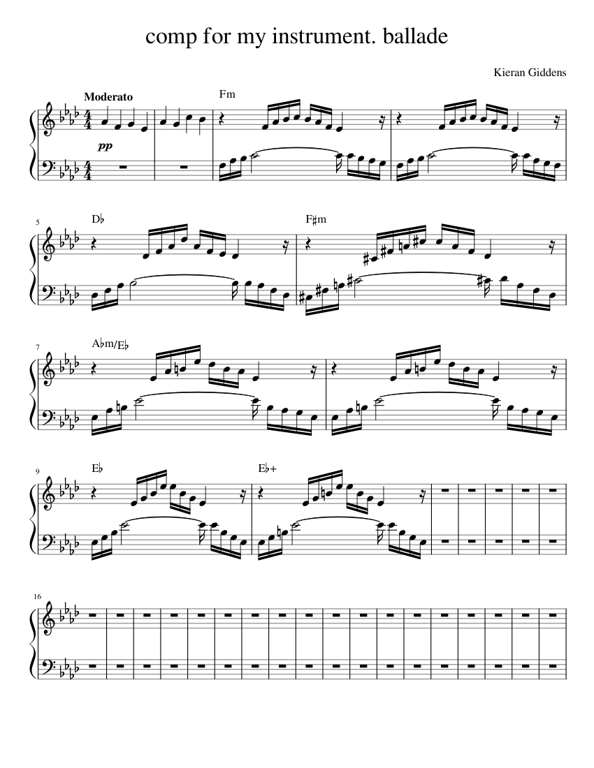 comp 2 draft Sheet music for Piano (Solo) Easy | Musescore.com