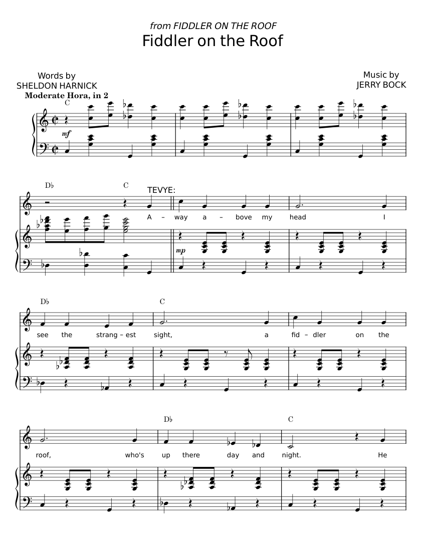Fiddler On The Roof - Sheldon Harnick And Jerry Bock Sheet music for ...