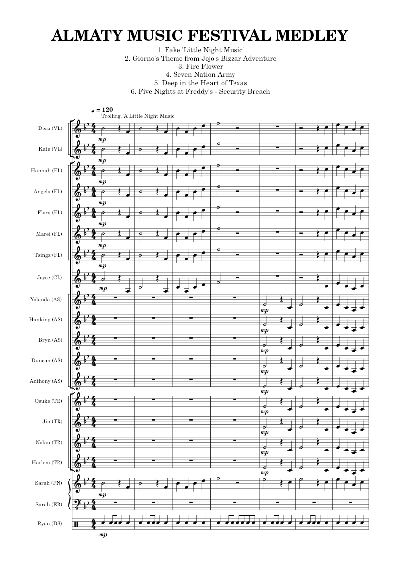 Almaty Music Festival Medley - Amadeus Variations (Pep Band) Sheet ...