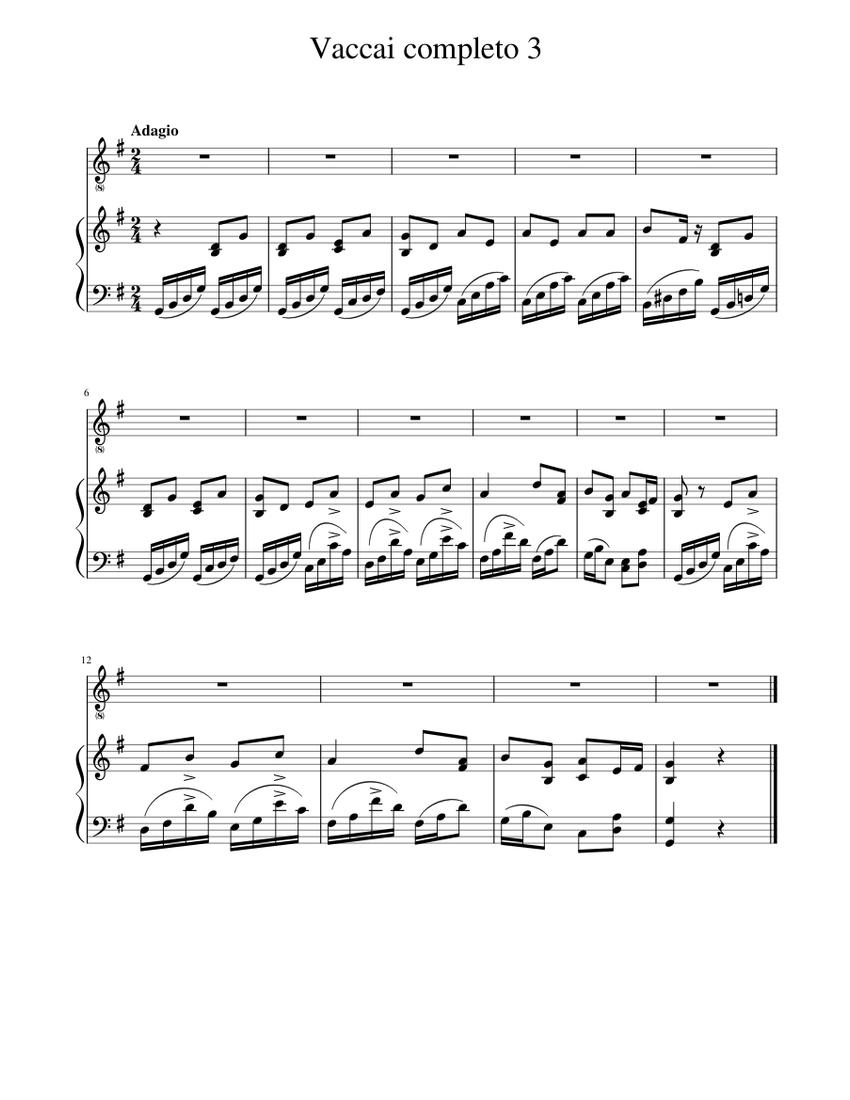 Vaccai_completo_3 Sheet music for Piano, Vocals (Piano-Voice ...