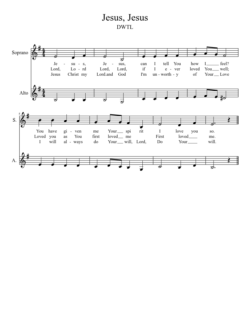 Jesus, Jesus Sheet music for Soprano, Alto (Choral) | Musescore.com