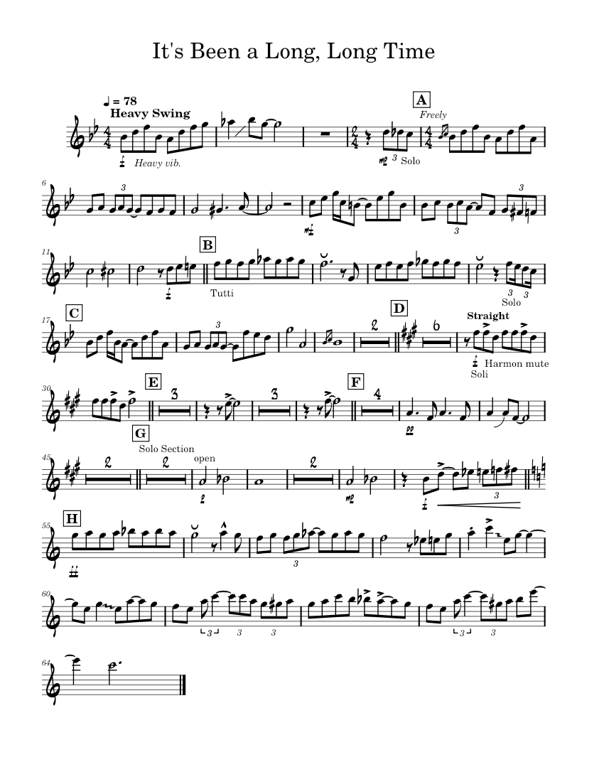 It's Been A Long, Long Time – Harry James Sheet music for Trumpet in b ...