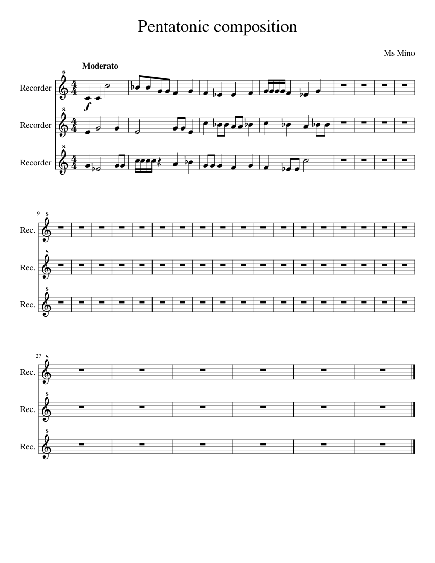 Pentatonic_composition Sheet music for Recorder (Mixed Trio ...