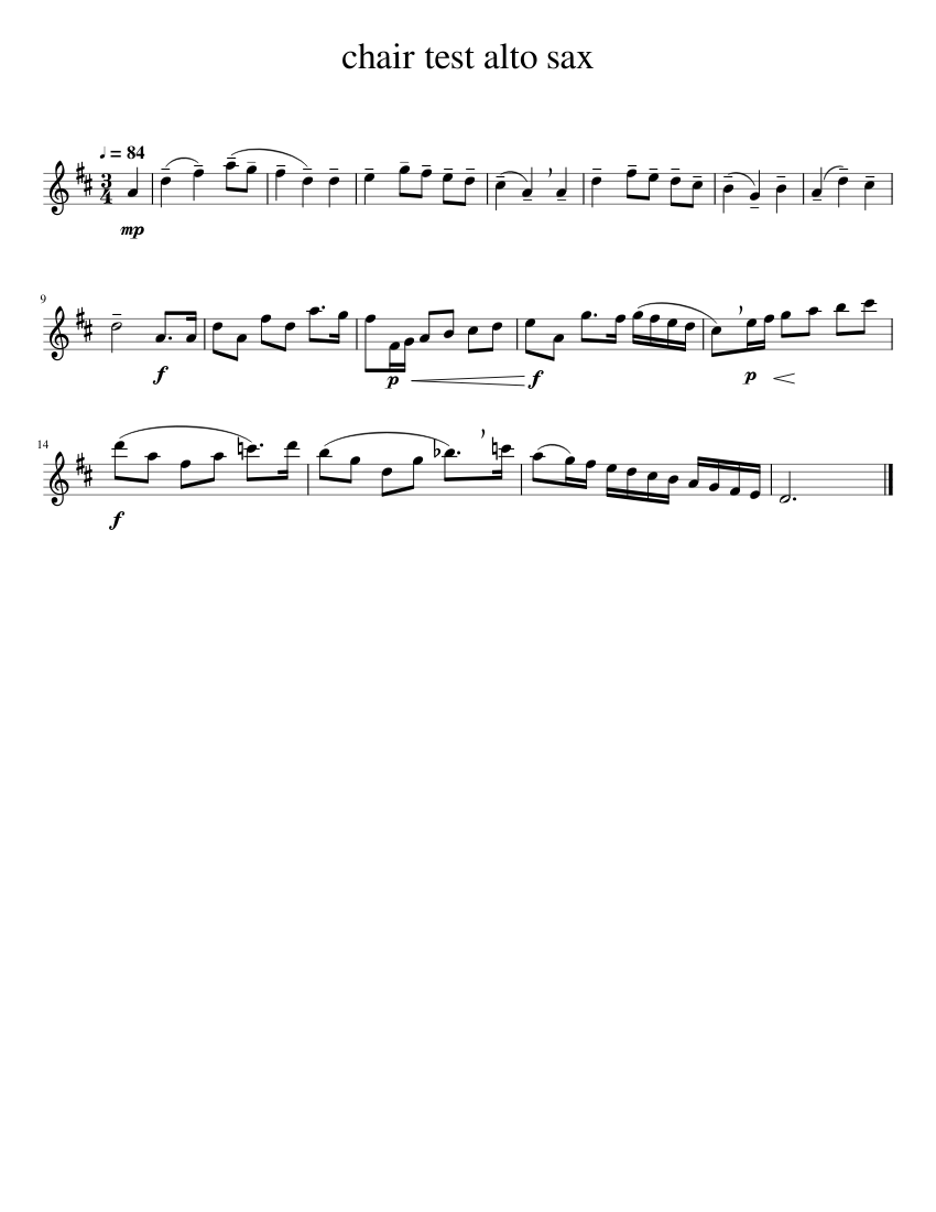 chair test alto sax Sheet music for Saxophone alto (Solo) | Musescore.com