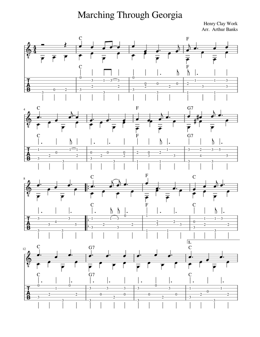 Marching_Through_Georgia-Guitar - piano tutorial