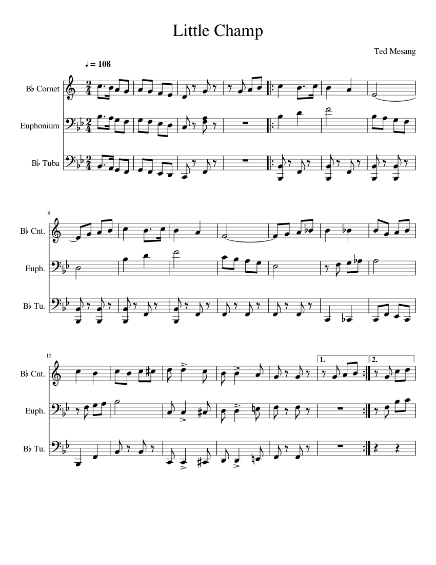 Little Champ March Sheet music for Cornet, Euphonium, Tuba (Mixed Trio ...