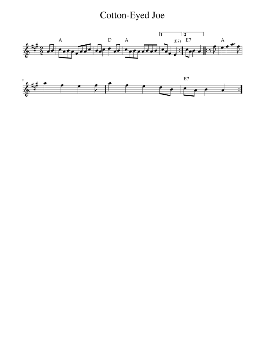 Cotton-Eyed Joe Sheet music for Piano (Solo) Easy | Musescore.com