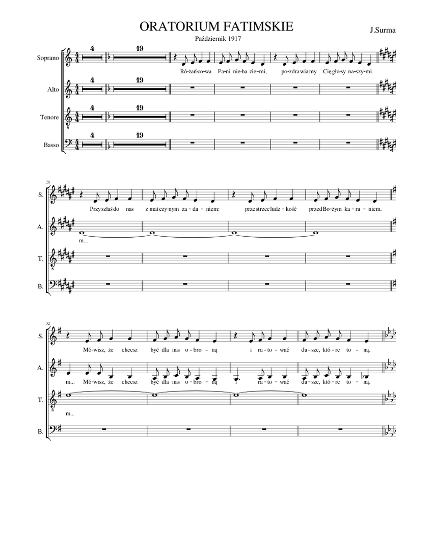 ORATORIUM FATIMSKIE Sheet music for Soprano, Alto, Tenor, Bass voice ...