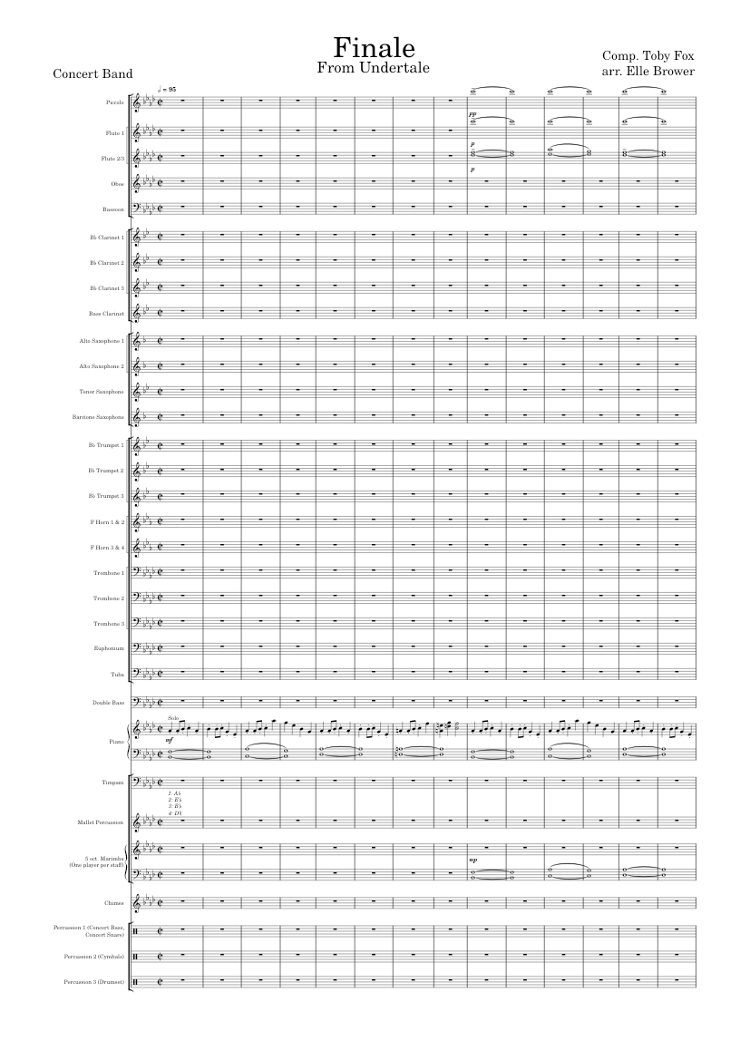 Finale – Toby Fox - Undertale Sheet music for Piano, Trombone, Tuba ...