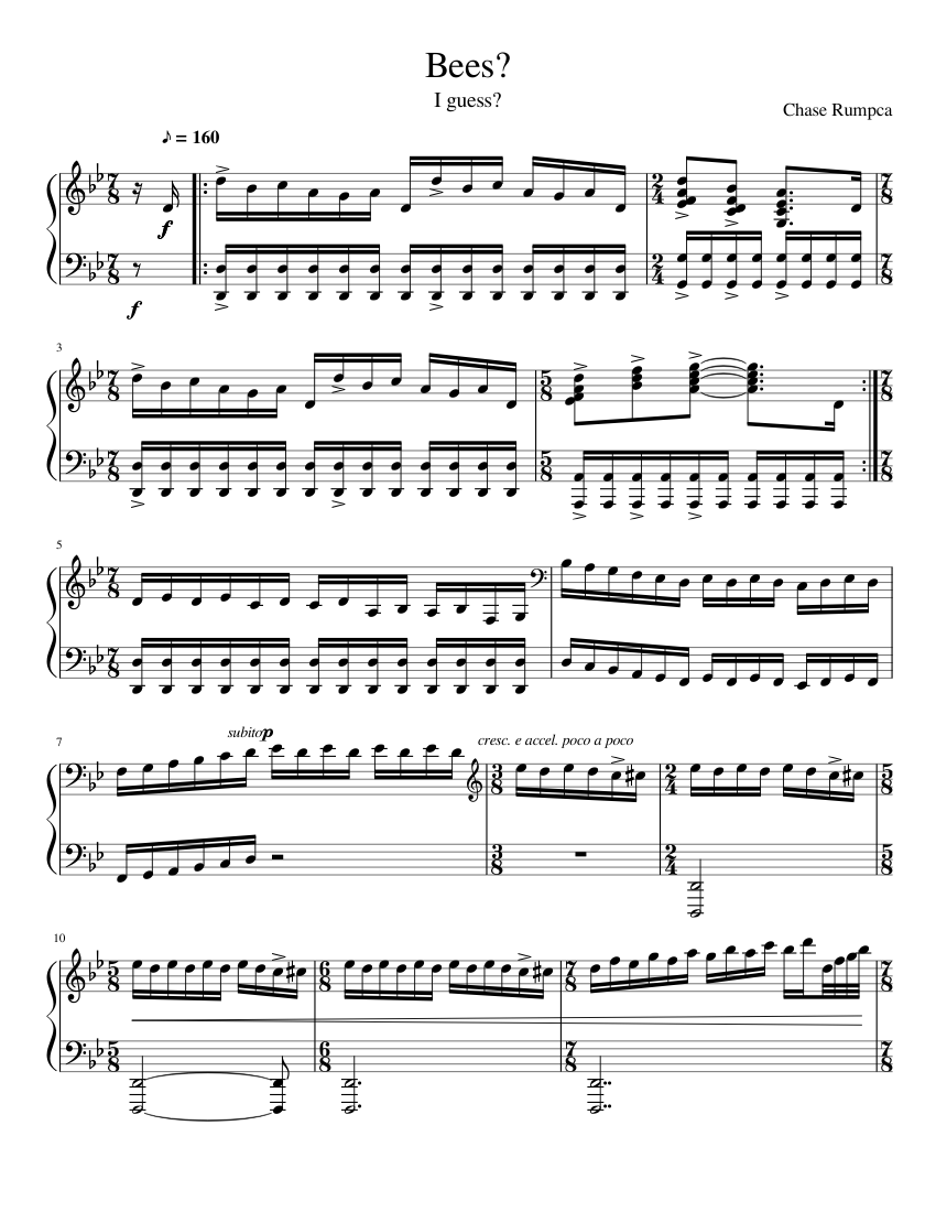 Bees Sheet music for Piano (Solo) | Musescore.com