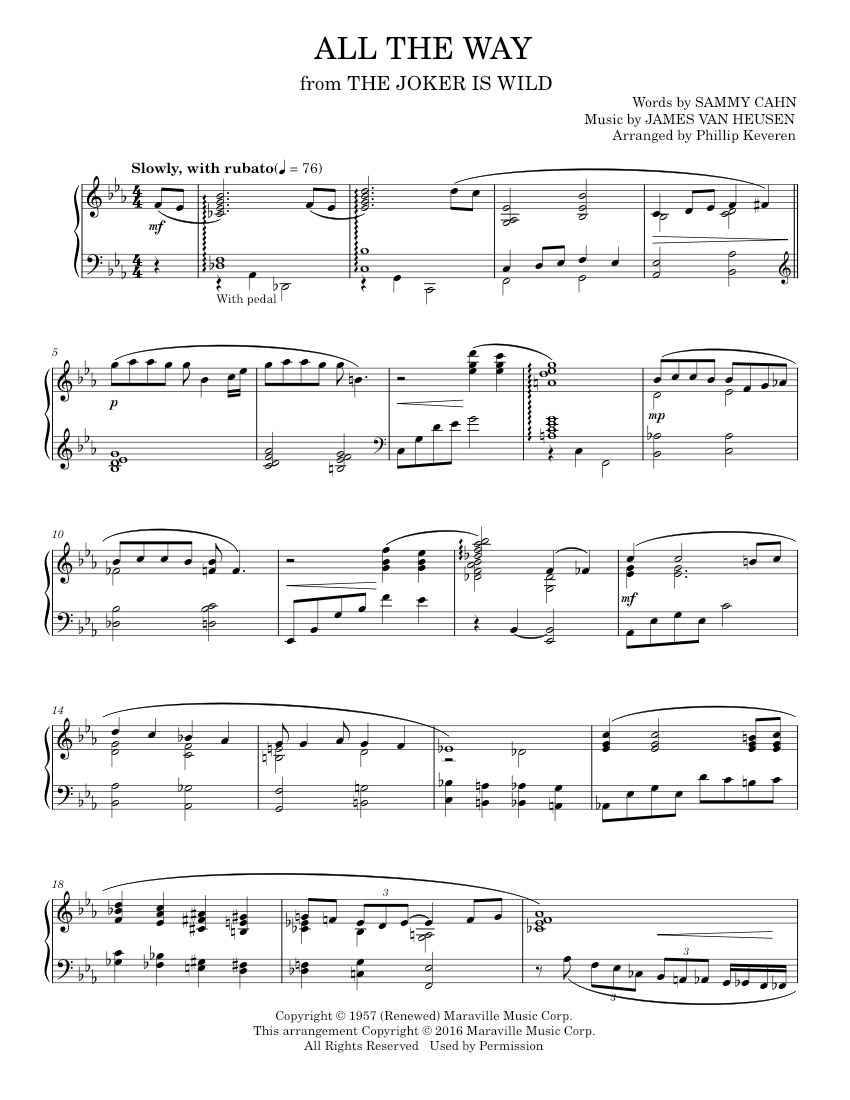 Play Official version of All the way Sheet Music by Frank Sinatra for ...