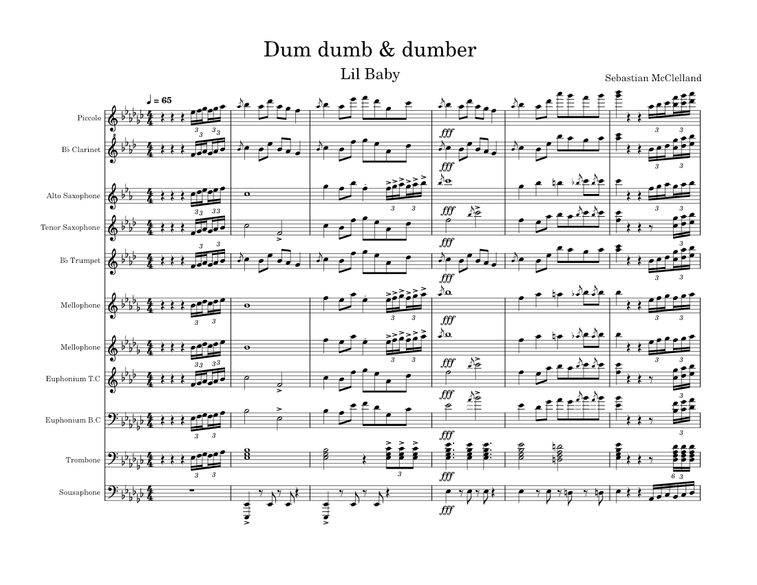 Dum Dumb & dumber – Lil Baby Sheet Music for Trombone, Euphonium, Mellophone, Flute piccolo ...