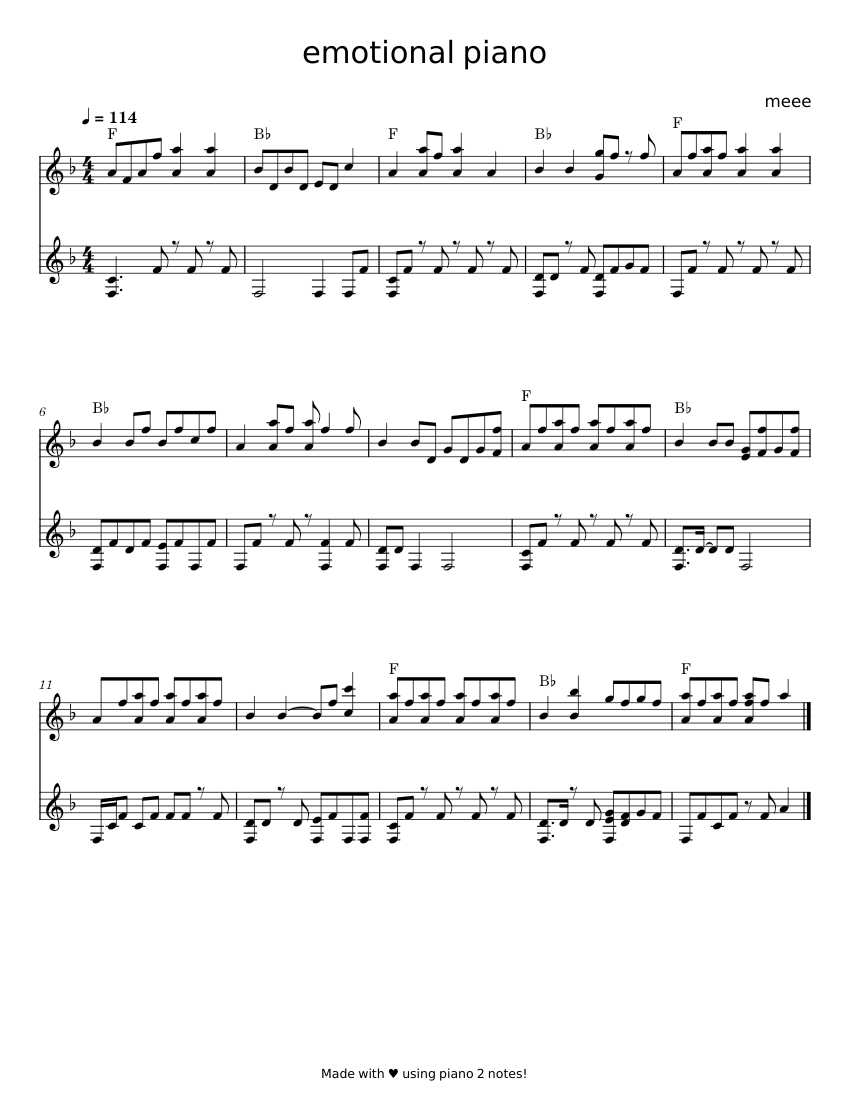 emotional piano first 30 Sheet music for Piano (Piano Duo) | Musescore.com