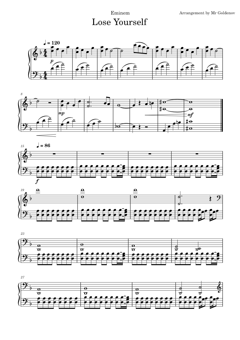 Lose yourself – Eminem Sheet music for Piano (Solo) | Musescore.com