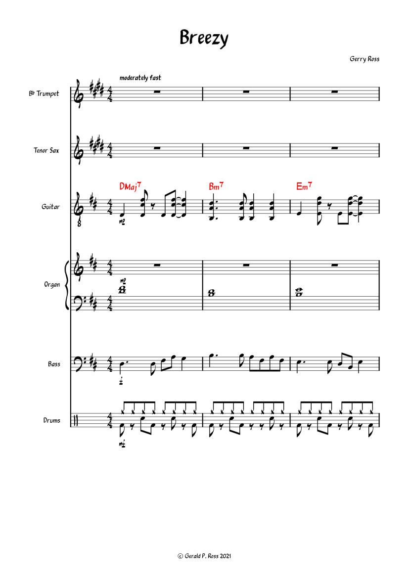 Breezy (Original Version) Sheet music for Piano, Saxophone tenor ...