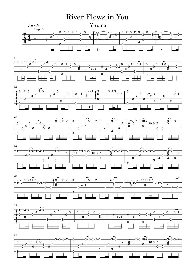 River Flows in You Sheet Music and Tab for Guitar (Solo) | MuseScore.com