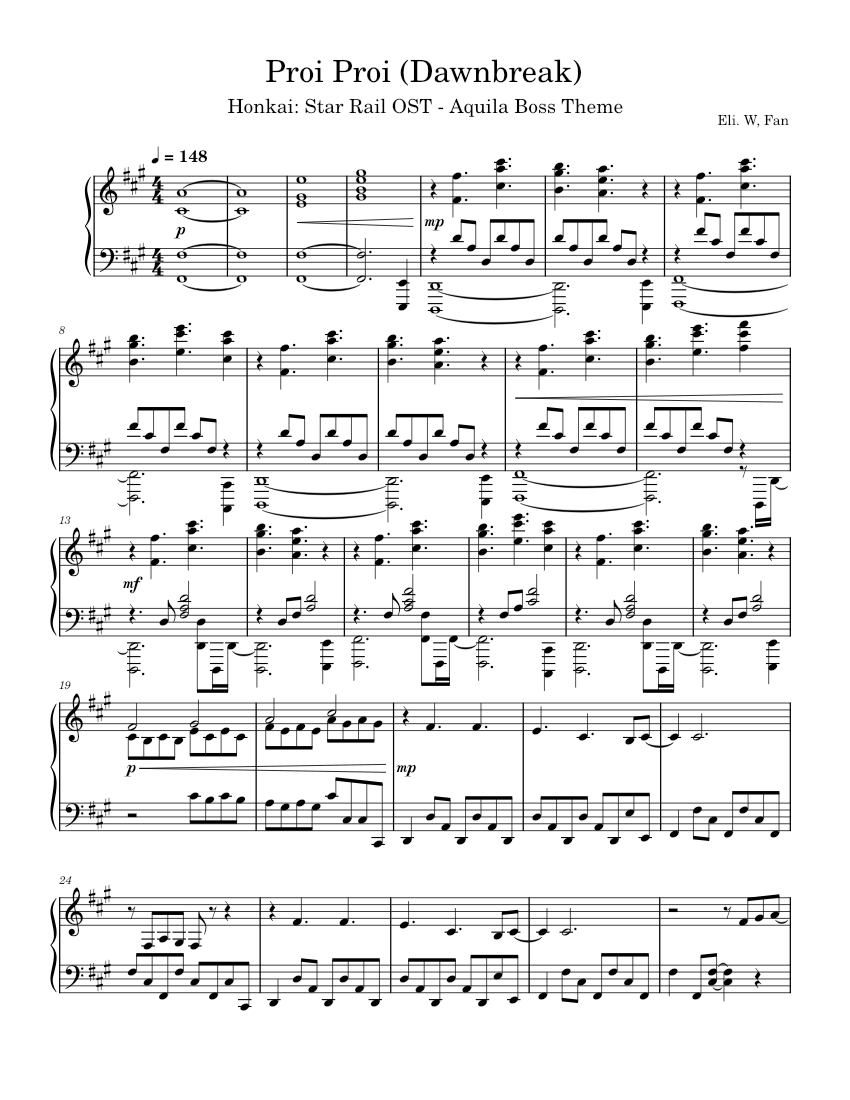 Proi Proi – HOYO-MiX Sheet Music for Piano (Solo) | MuseScore.com