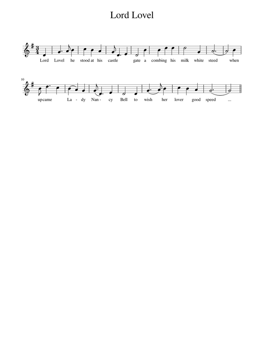 Lord Lovel Sheet music for Piano (Solo) | Musescore.com