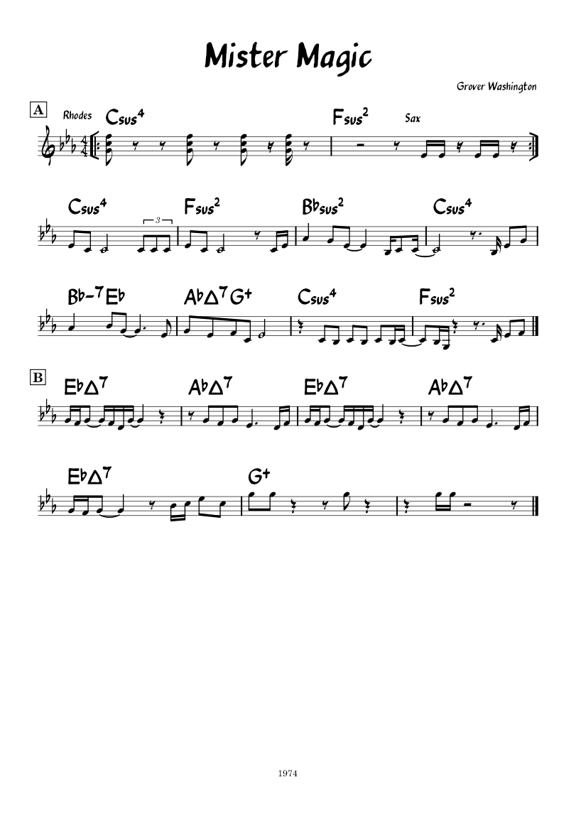Mister magic – Grover Washington Jr. Sheet music for Voice (other ...