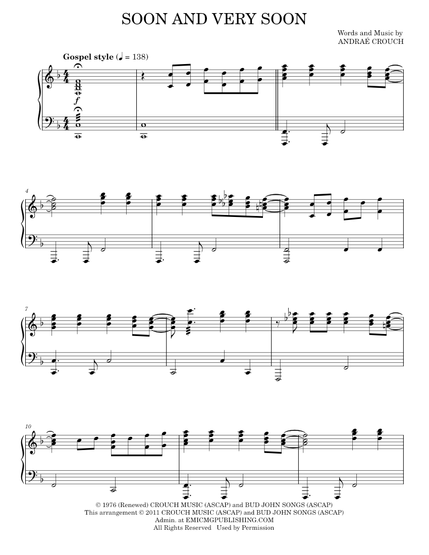 Play Official version of Soon and very soon Sheet Music by Andraé ...