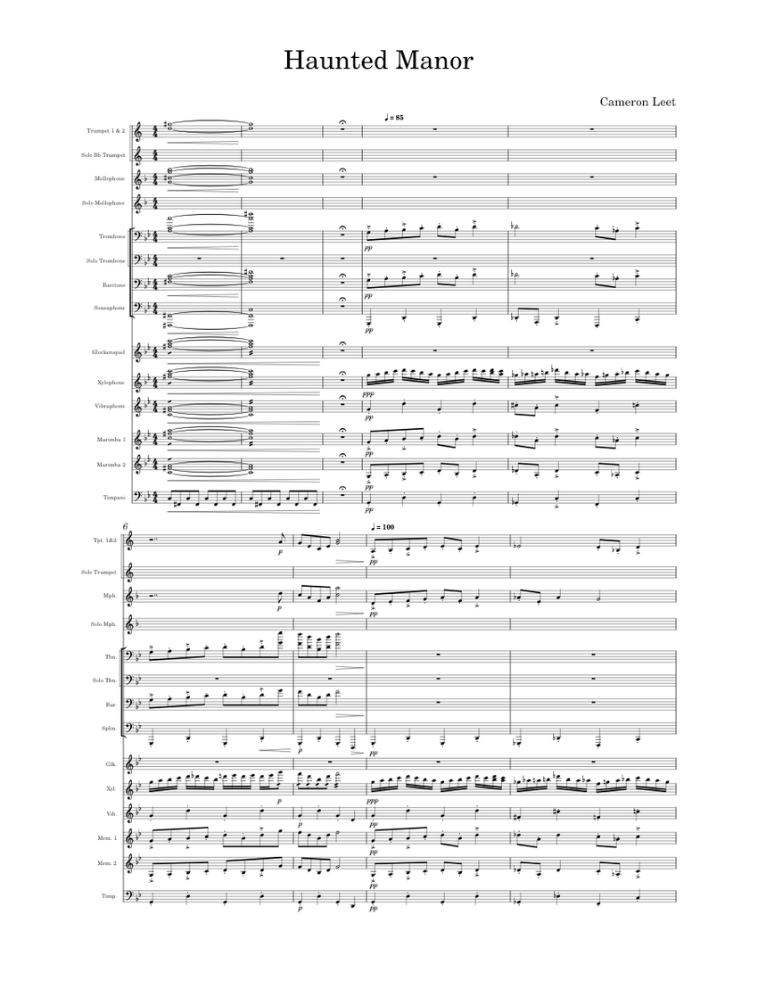 Haunted Manor - a DCI arrangement Sheet music for Trombone, Mellophone ...